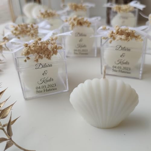 Wedding Favor guest Bulk, 50 Set of White Seashell shaped Candle Party ...