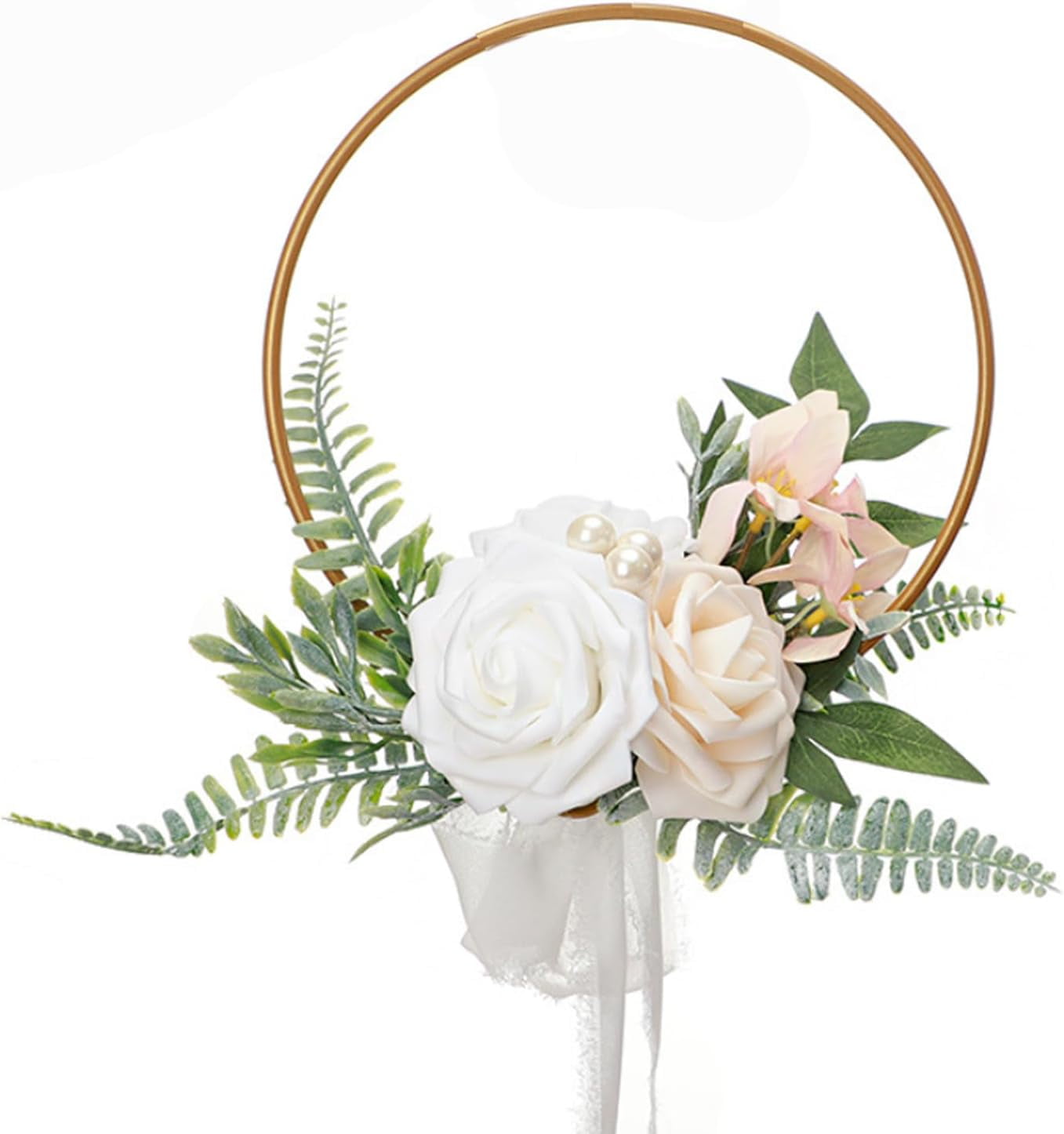 Wedding Floral Hoop Wreath for Bridesmaids, Artificial Flower Hoop ...