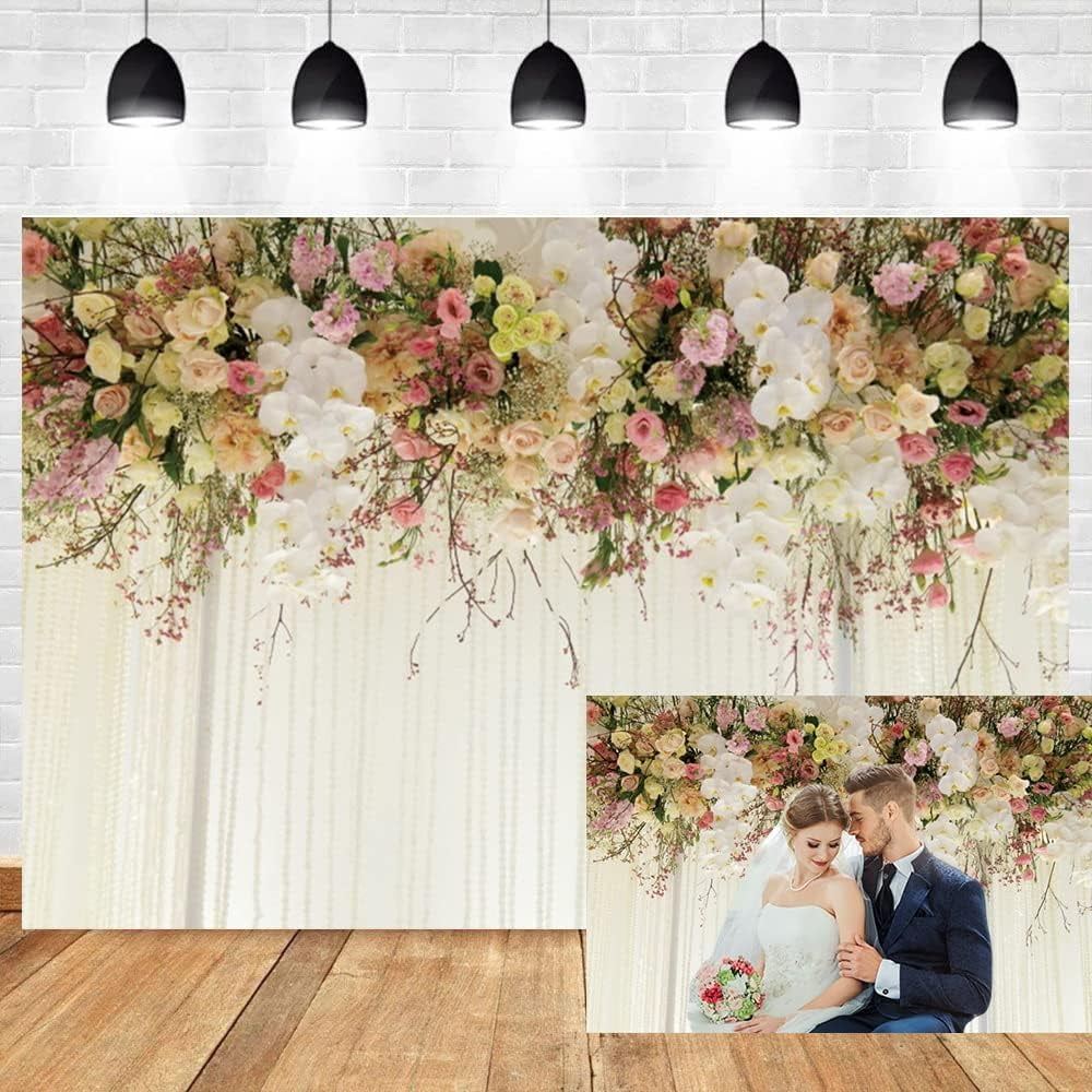 Wedding Floral Wall Backdrop Wedding Backdrop for Reception White Pink ...