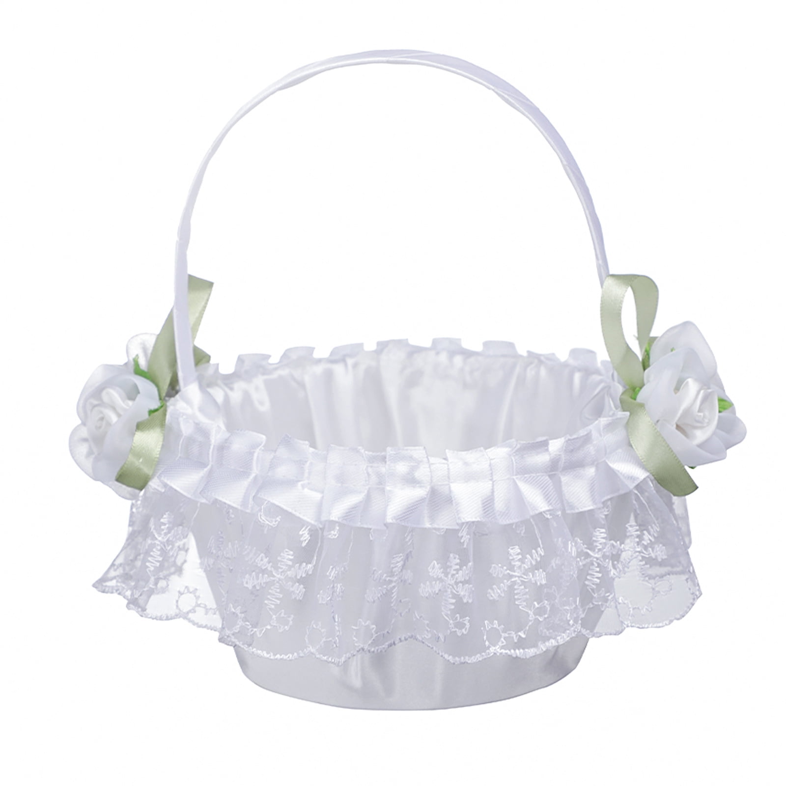 Wedding Flower Girl Baskets,Creative Hand-held Lace Rhinestone Flower ...