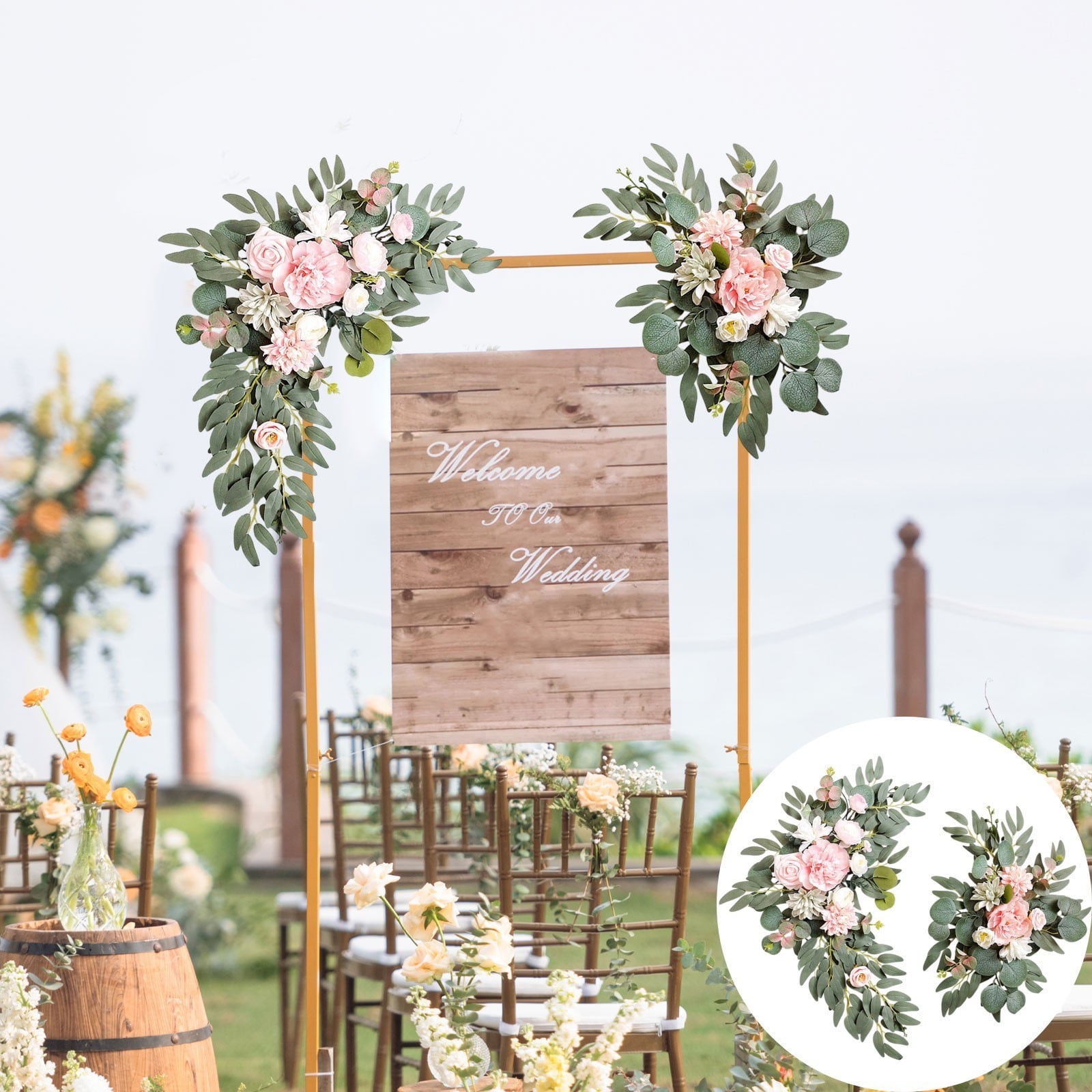 Wedding Flower Signboard, Welcome Table Decoration, 2-piece Set ...