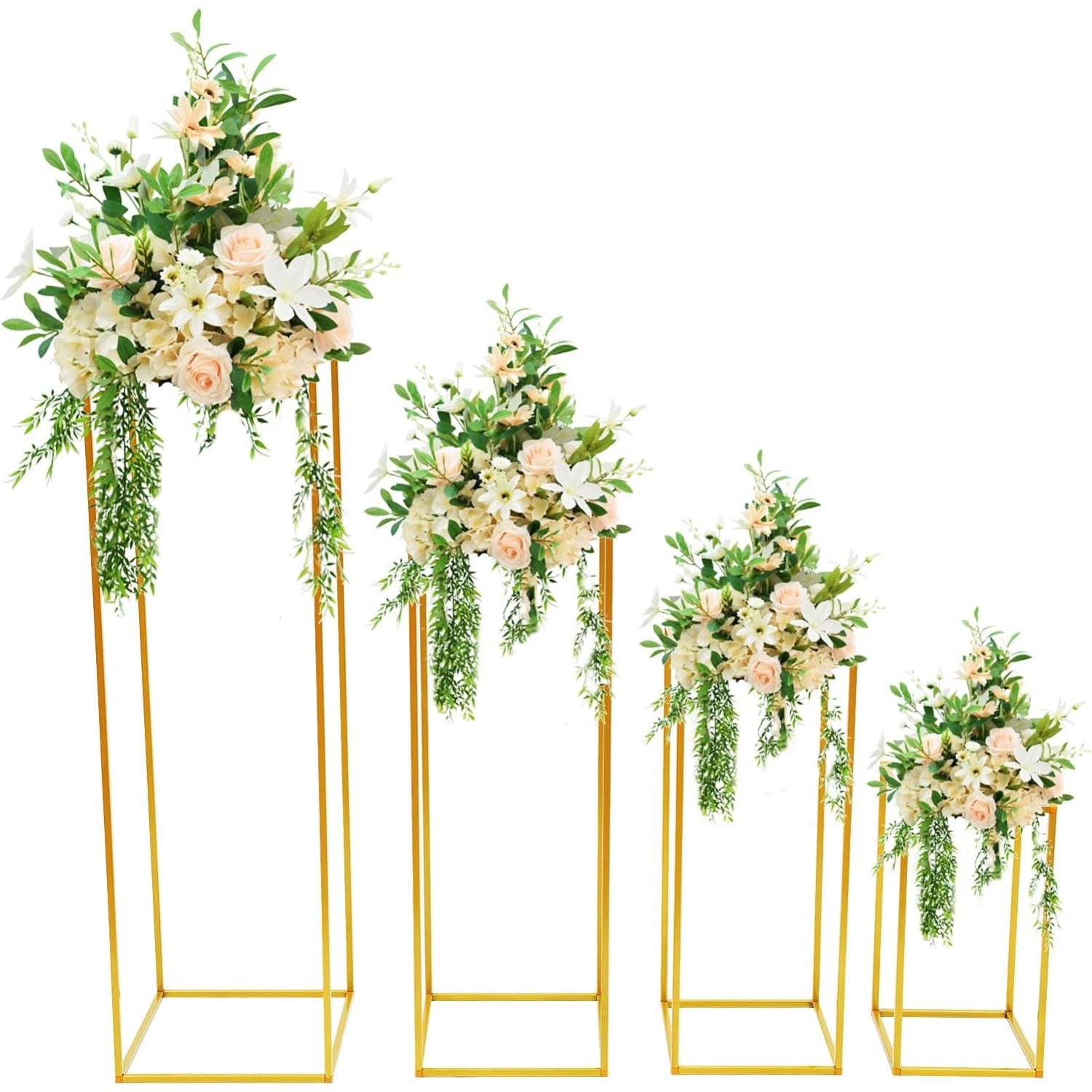 Wedding Flower Stand, Geometric Column Flower Plant Stand Gold Flower ...