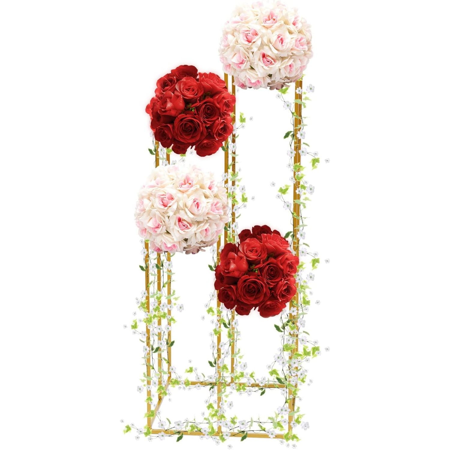 Wedding Flower Stand, Geometric Column Flower Plant Stand Gold Flower ...