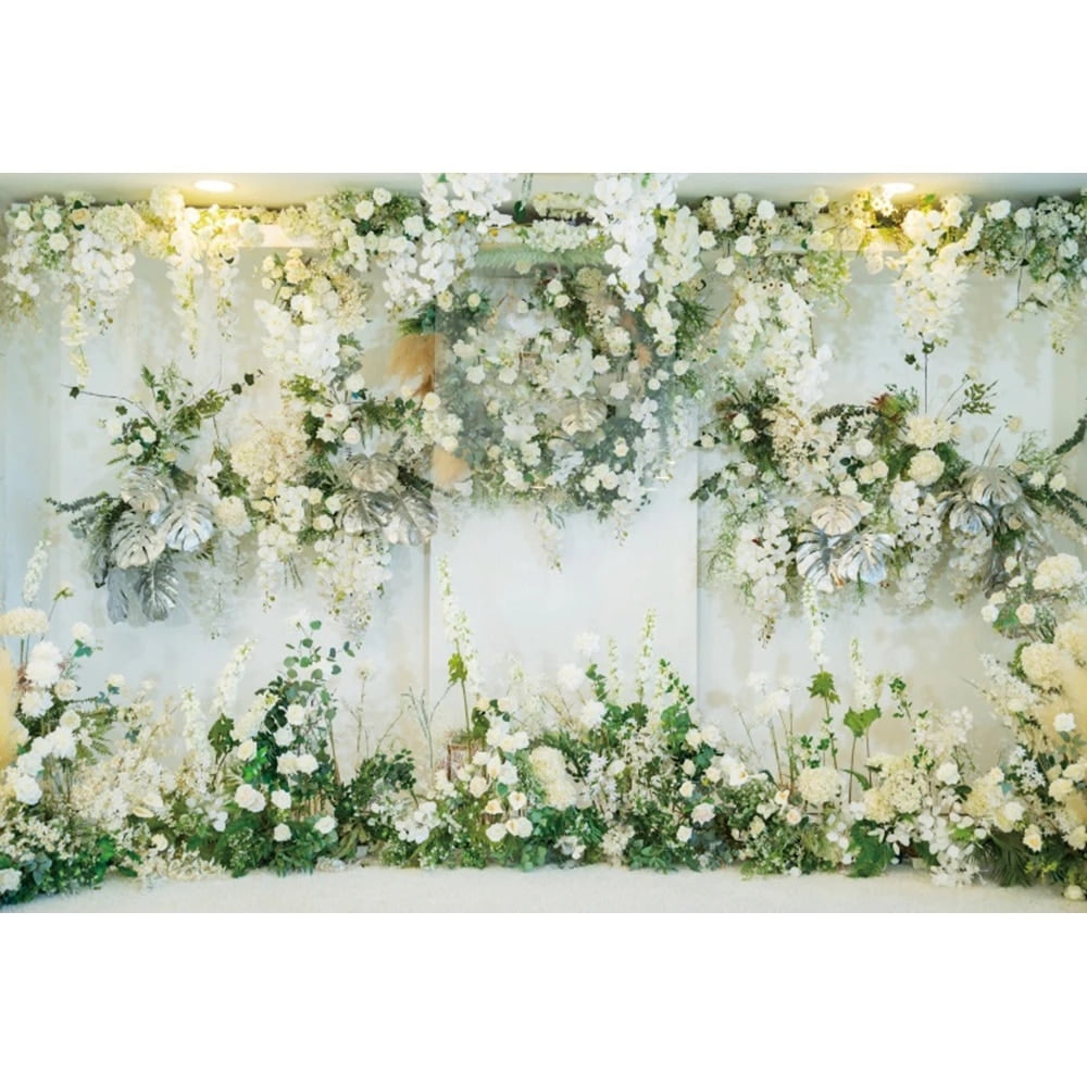 Wedding Flowers Backdrop Bridal Floral Wall White Green Rose ...