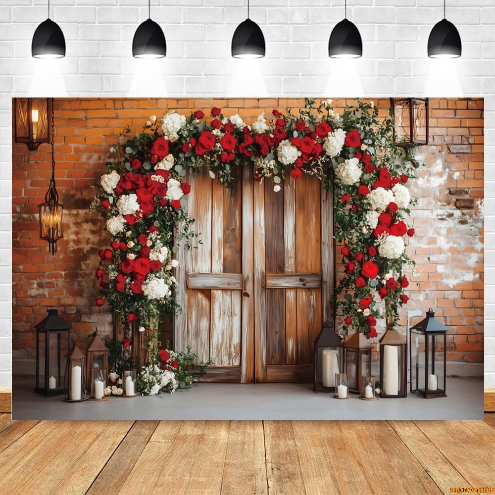 Wedding Flowers Rustic Wood Door Backdrop February 14 Valtines Day ...