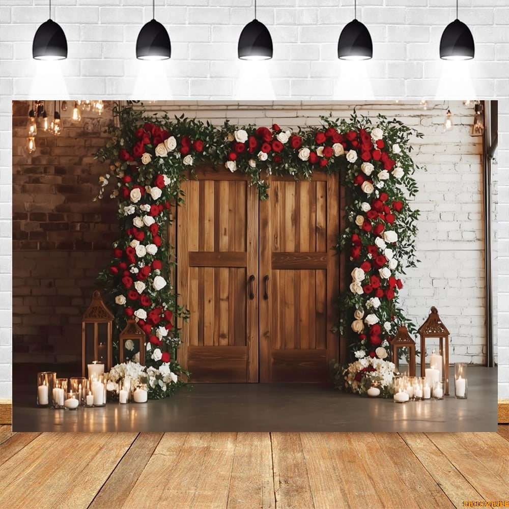 Wedding Flowers Rustic Wood Door Backdrop February 14 Valtines Day ...