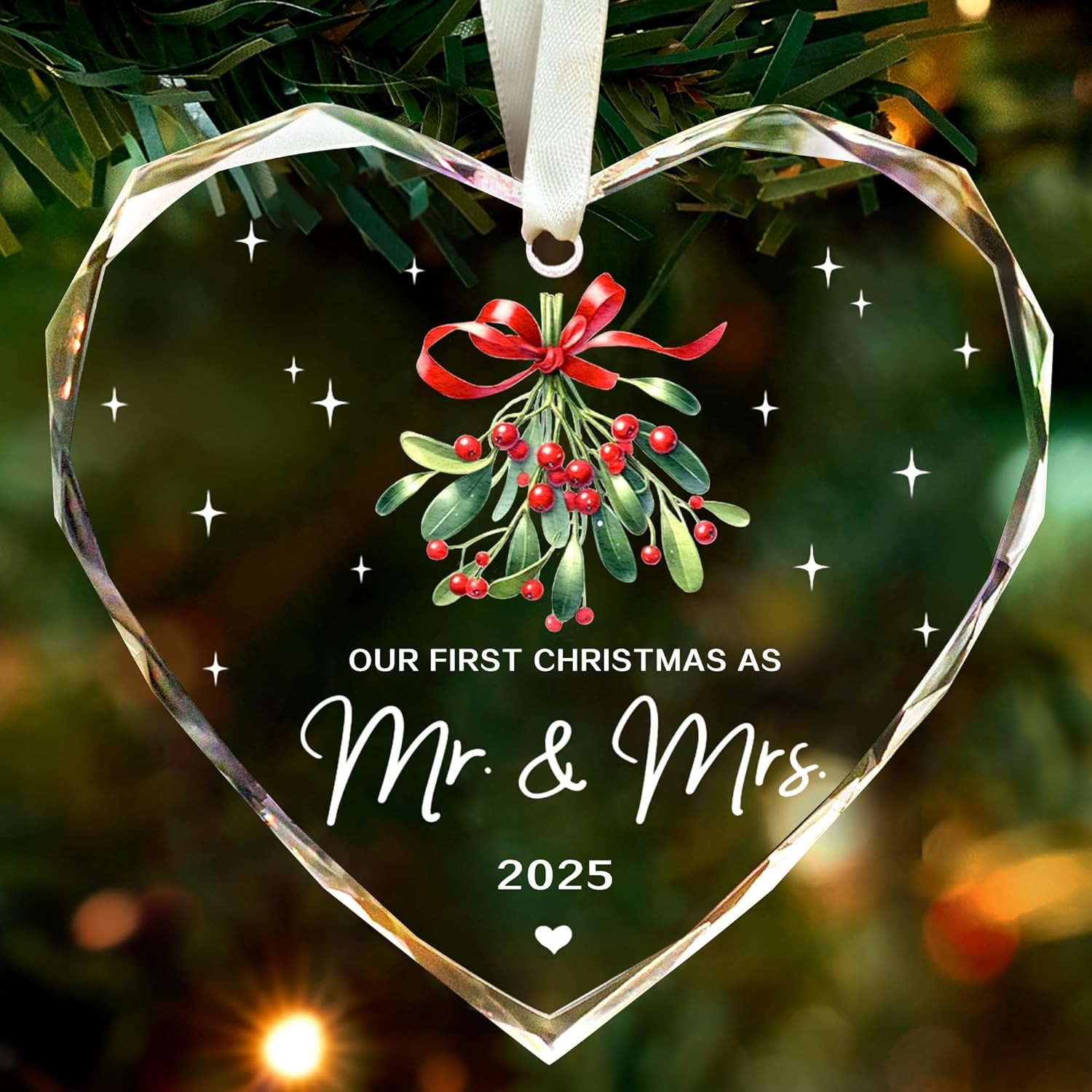 Wedding Gifts Ornament 2025, First Christmas as Mr and Mrs Glass ...