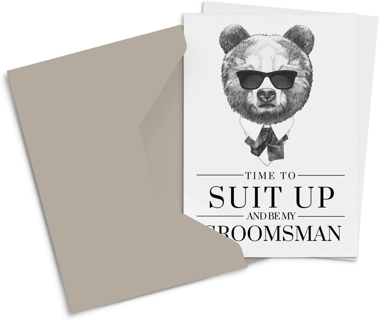 Wedding Groomsmen Proposal Cards - 12 Pack Bear Design with Tan ...