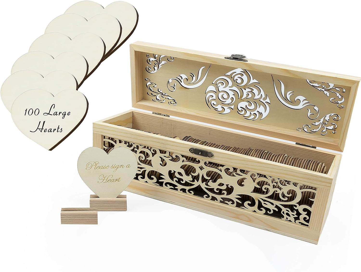 Wedding Guest Book Alternative. Guestbook Heart Drop and 100 Large Wood ...