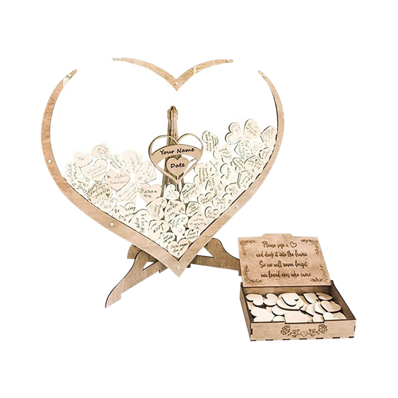 Wedding Guest Book Drop Box Guest Book, Wooden Frame Heart Shape Drop ...