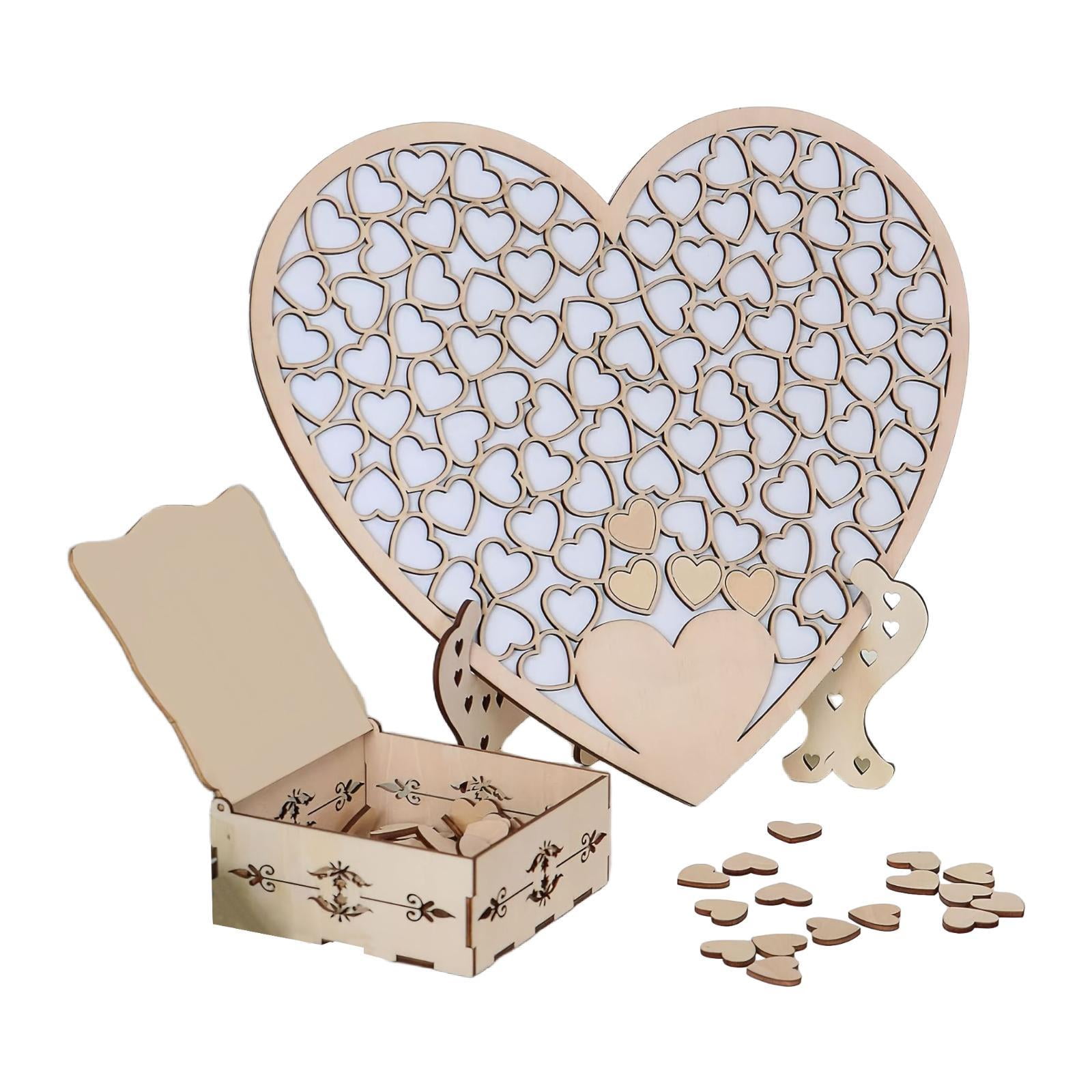 Wedding Guest Book Frame Rustic Wooden Heart with Stand for Reception ...