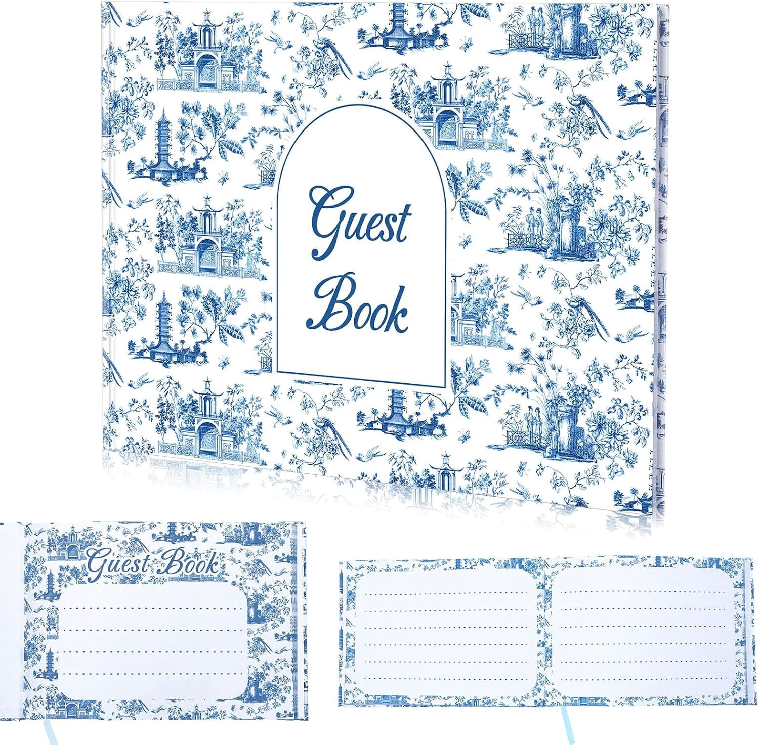 Wedding Guest Book for Memorial Linen Blue and White Wedding Reception ...