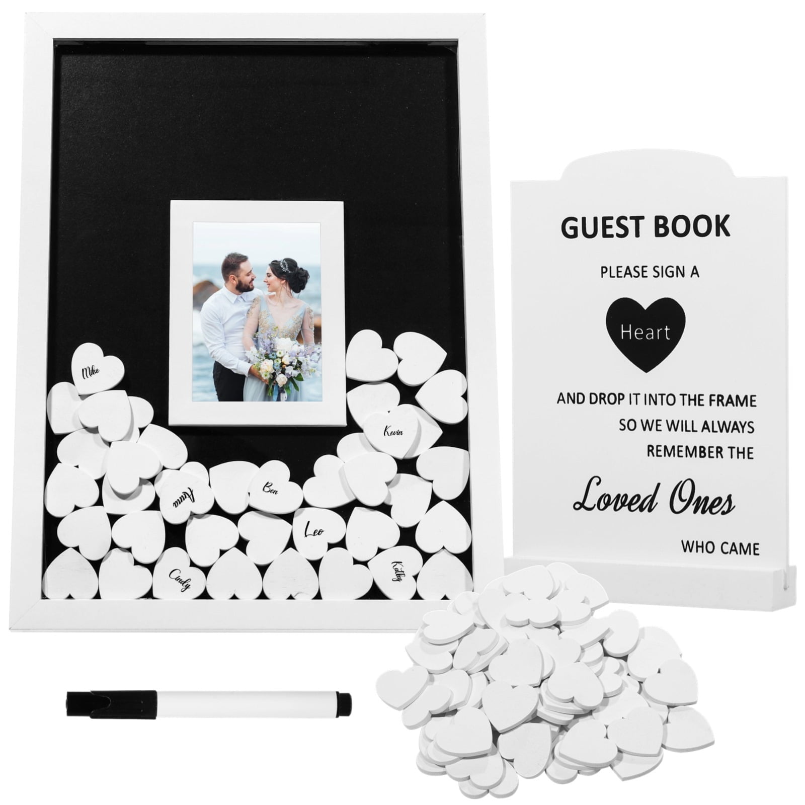 Wedding Guest Book Picture Frame, Wooden Signature Photo Frame, Wedding ...