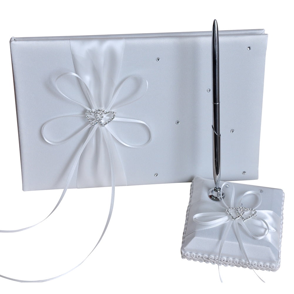 Wedding Guest Book, Signature Message Book, Ribbon Bow Wedding Guest ...