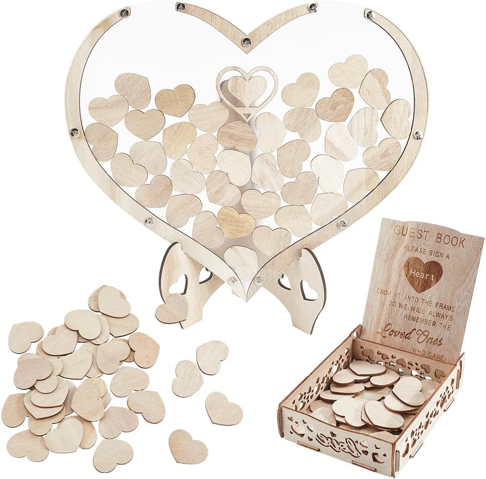 Wedding Guest Book Wooden Picture Frame Teardrop Top Frame Sign Book ...