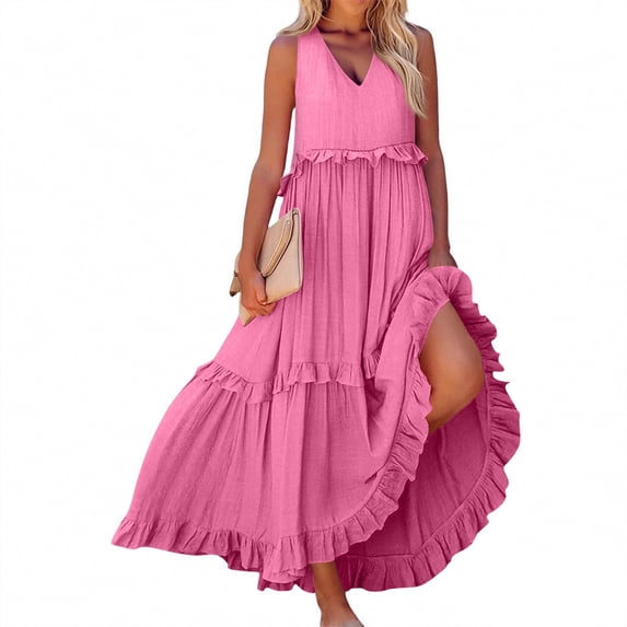 Wedding Guest Dresses for Women, Elegant Tiered Ruffle Maxi Dress ...