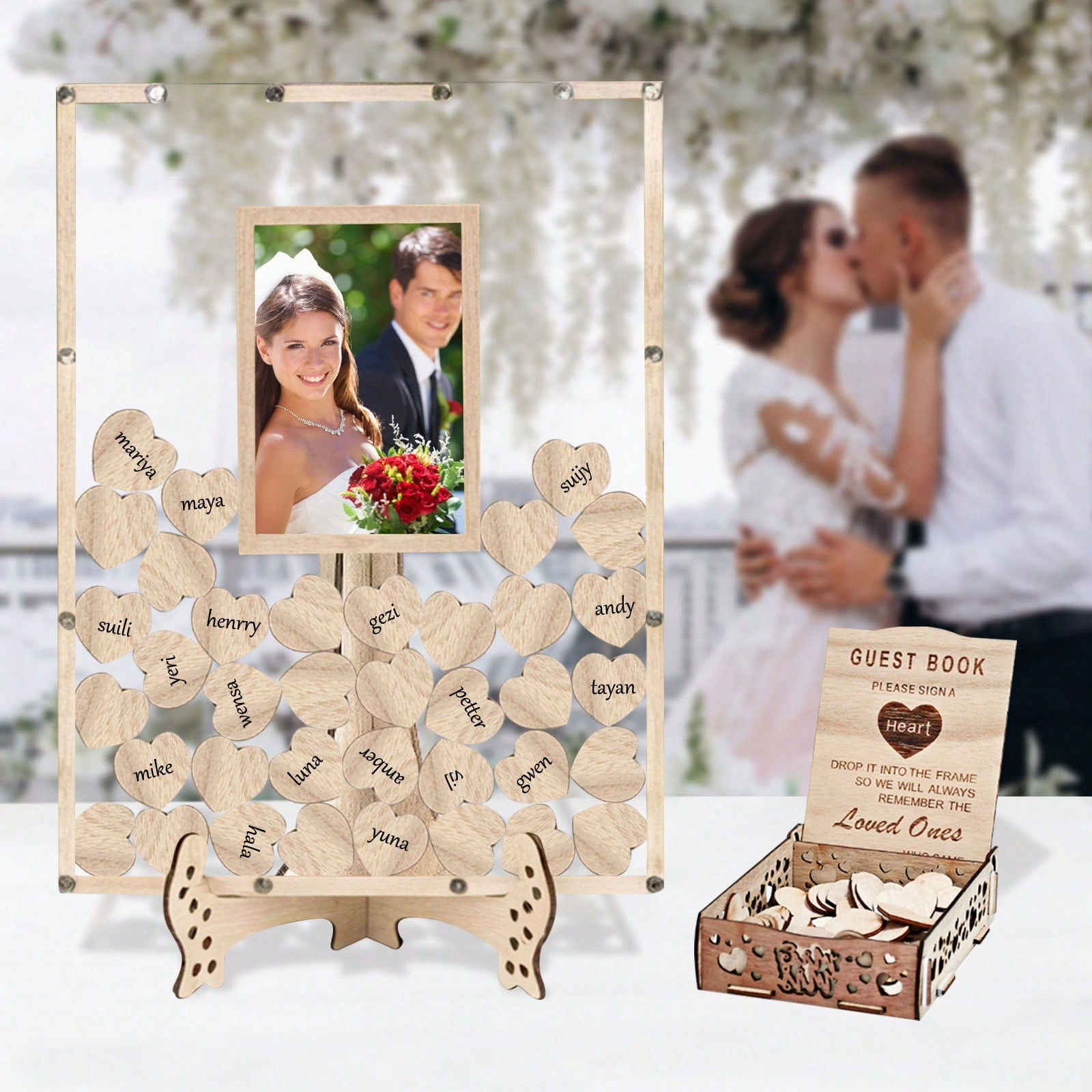 Wedding Guestbook Wood, Acrylic Signature Album Wedding Sign In Board ...