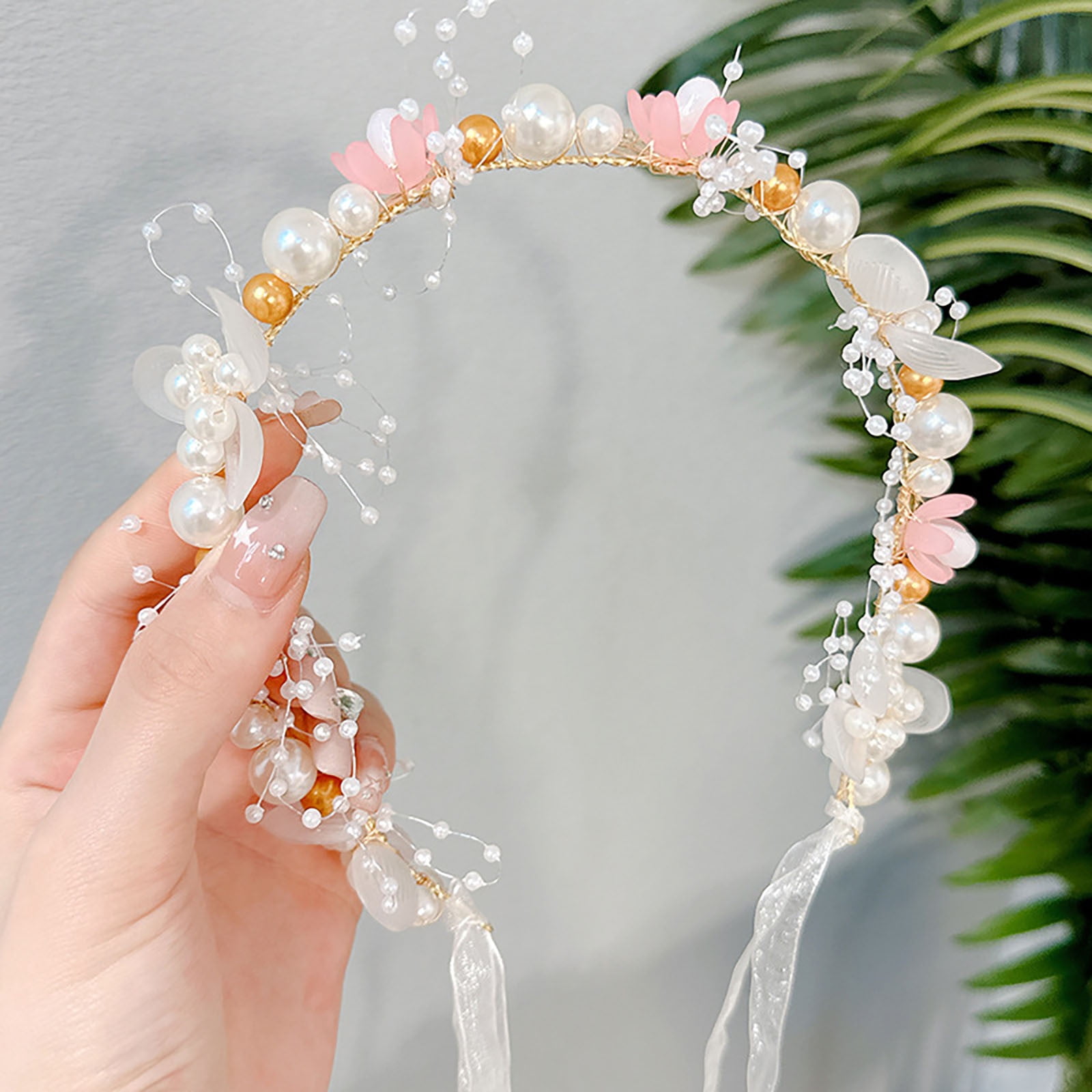 Wedding Hair Accessories for Kids Flower Girl Hair Accessory Princess Headpiece White Flower Headband Pearl for Girl and Flower Girls Bridal Wedding Hair Band Women Headbands Walmart
