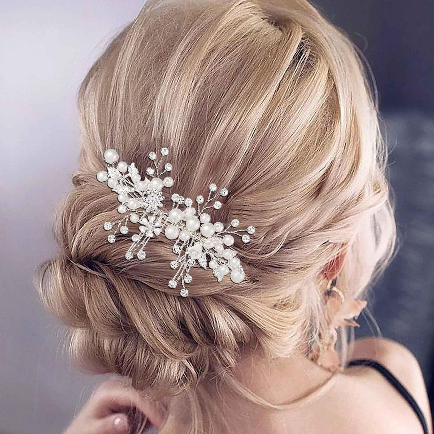 Wedding Hair Comb Rhinestone Silver Bridal Hair Pieces Flower Crystal ...