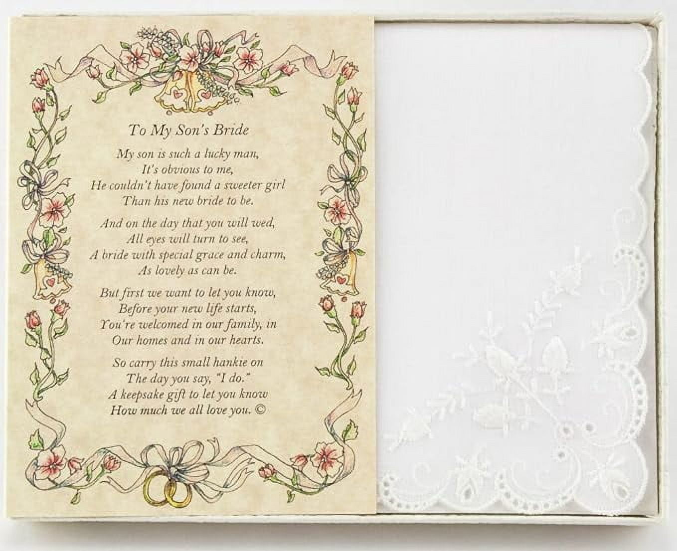Wedding Handkerchief Poetry Hankie (Groom’s Mother to Bride) White ...