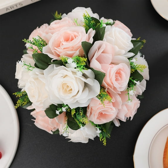 Wedding & Home Decor Artificial Silk Rose Ball Centerpiece with ...