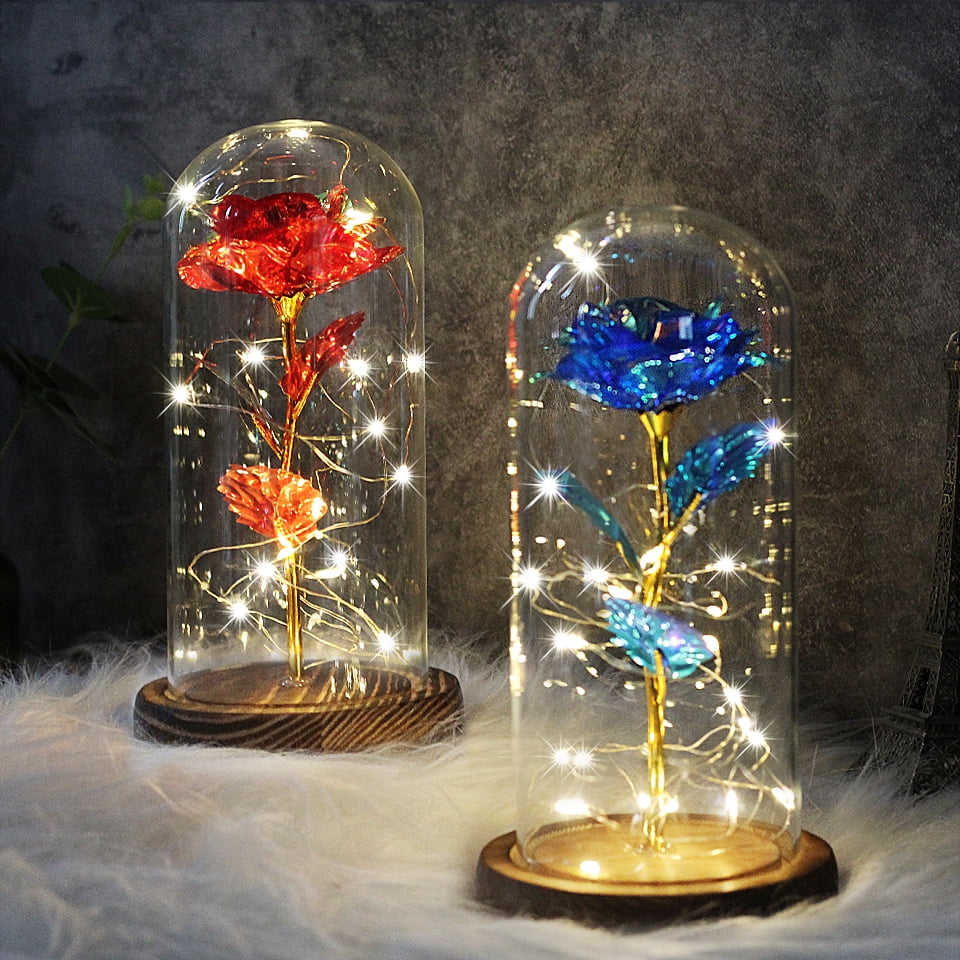 Wedding LED Enchanted Galaxy Rose Eternal Flower With Lights In Dome ...