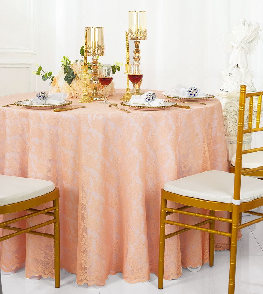 Wedding Linens Inc. 108" Round Lace Table Overlays, Lace Tablecloths ...
