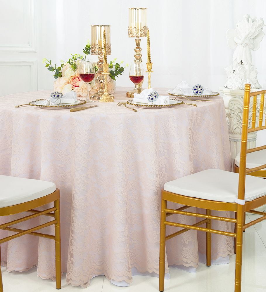Wedding Linens Inc. 108" Round Lace Table Overlays, Lace Tablecloths ...