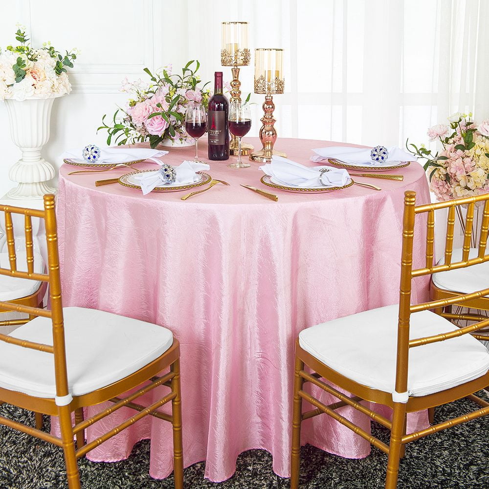 Wedding Linens Inc. 108" Seamless Round Crushed Taffeta Tablecloth ...
