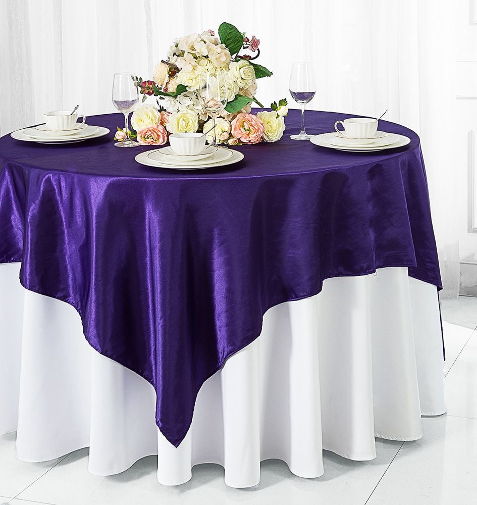 Wedding Linens Inc. (2 pcs) 54 inch Satin Square Table Overlay Topper ...