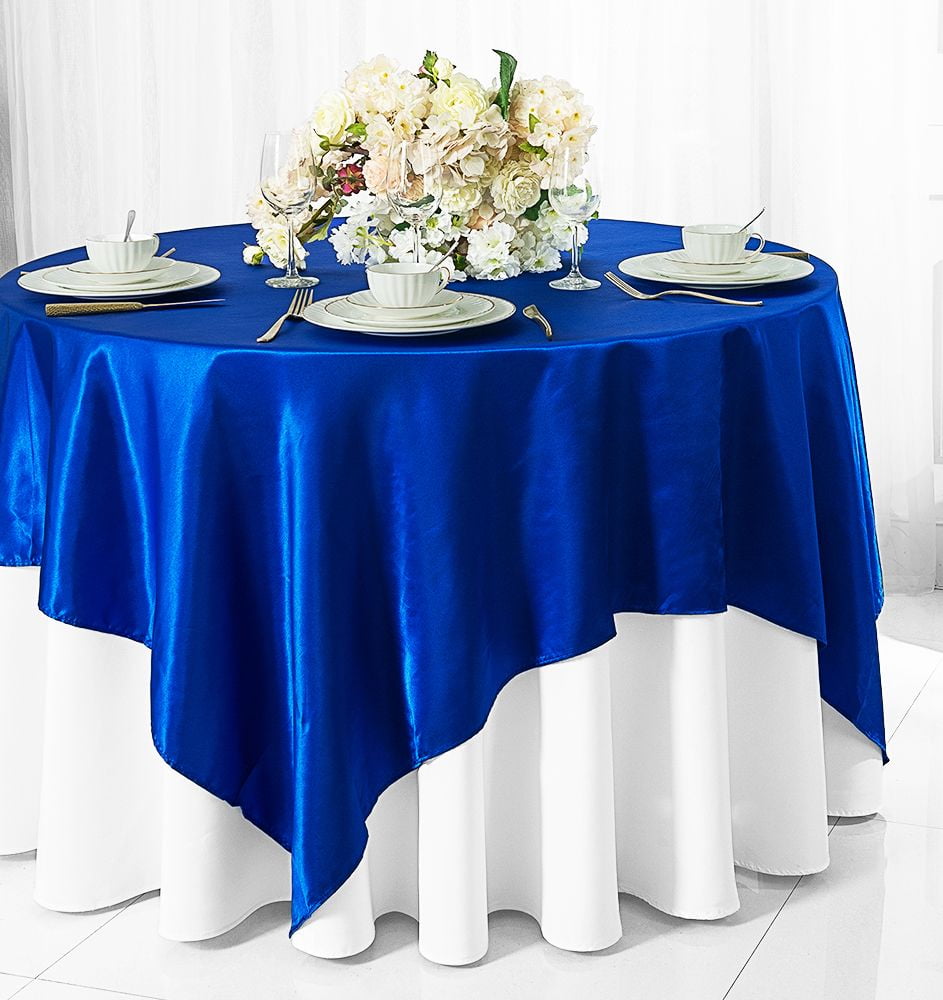 Wedding Linens Inc. (2 pcs) 54 inch Satin Square Table Overlay Topper ...
