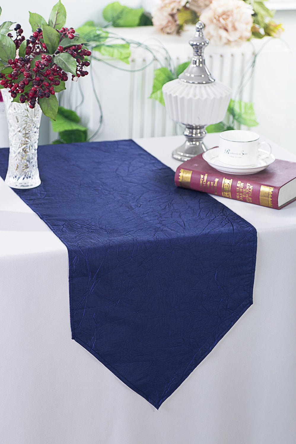 Wedding Linens Inc. (2pcs) 13"x108" Crushed Crinkle Taffeta Table ...