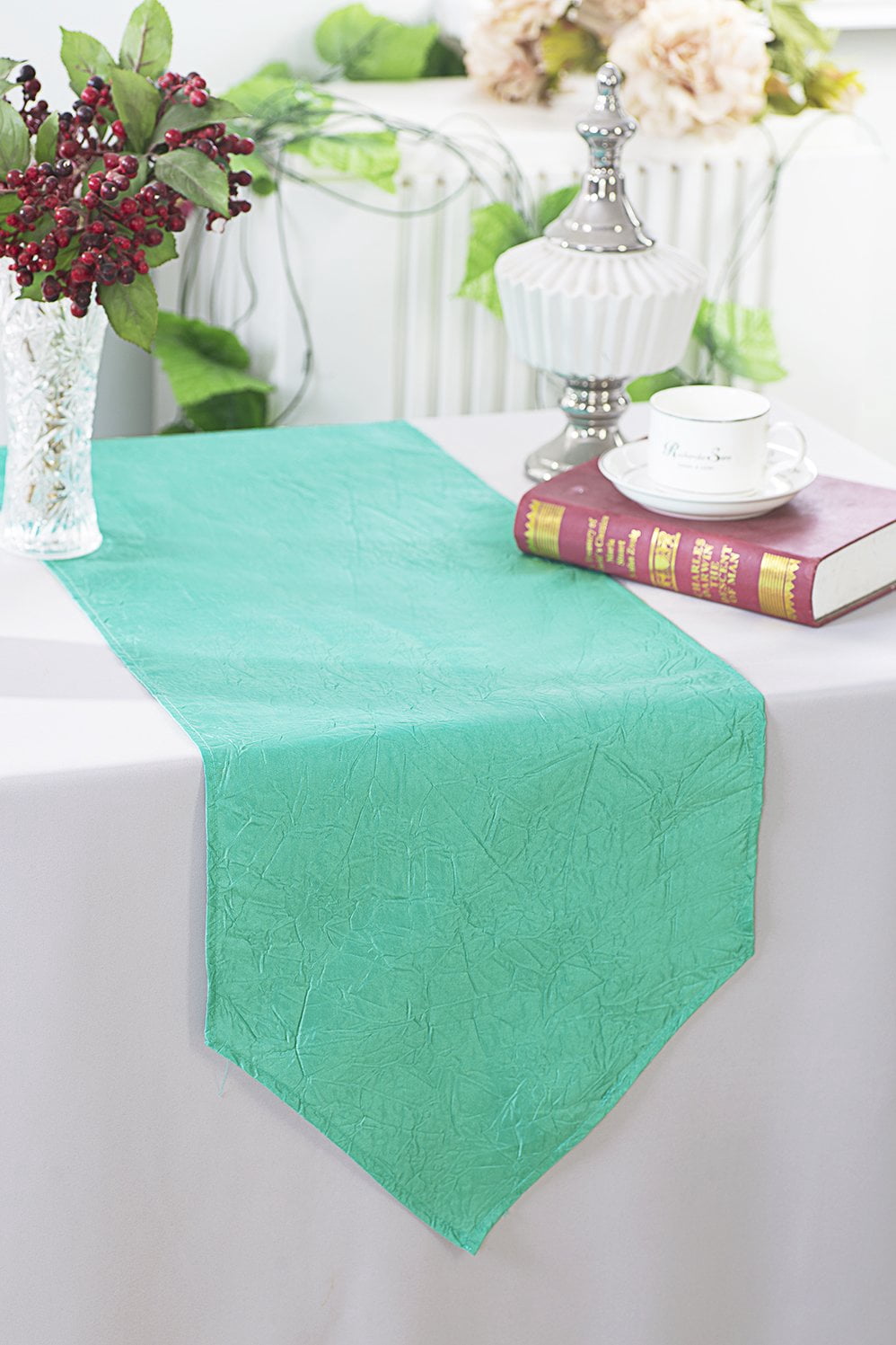 Wedding Linens Inc. (2pcs) 13"x108" Crushed Crinkle Taffeta Table ...