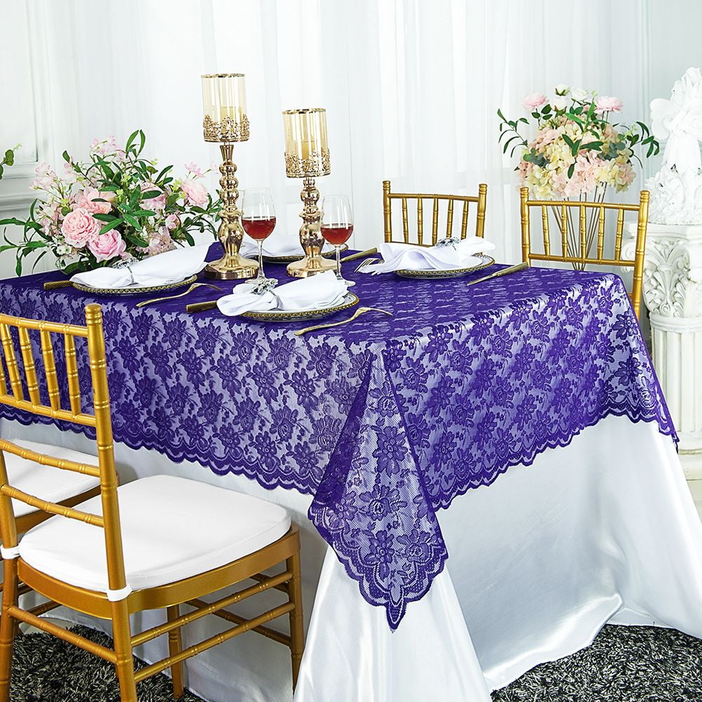 Wedding Linens Inc. 54" x 108" Rectangular Lace Table Overlays, Lace ...