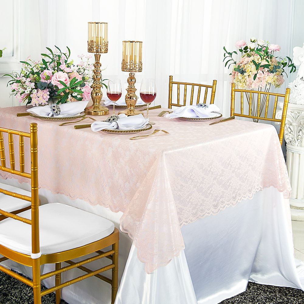 Wedding Linens Inc. 54" x 108" Rectangular Lace Table Overlays, Lace ...