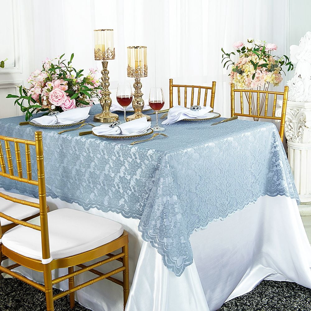 Wedding Linens Inc. 54" x 108" Rectangular Lace Table Overlays, Lace ...