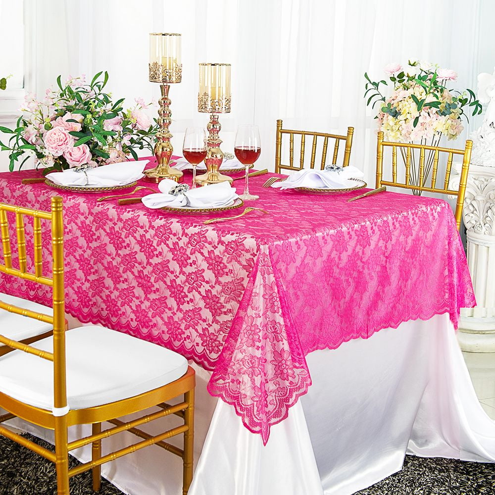 Wedding Linens Inc. 54" x 108" Rectangular Lace Table Overlays, Lace ...