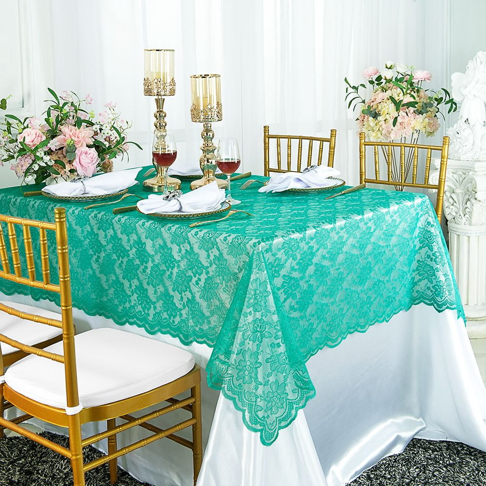Wedding Linens Inc. 54" x 108" Rectangular Lace Table Overlays, Lace ...