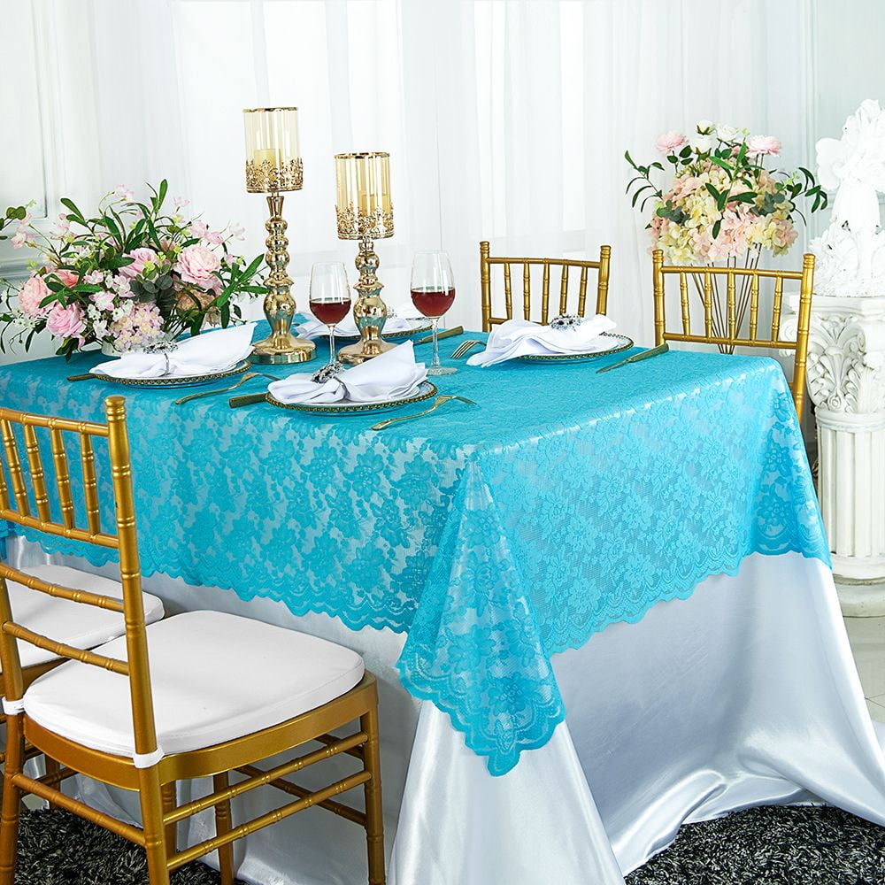 Wedding Linens Inc. 54" x 108" Rectangular Lace Table Overlays, Lace ...