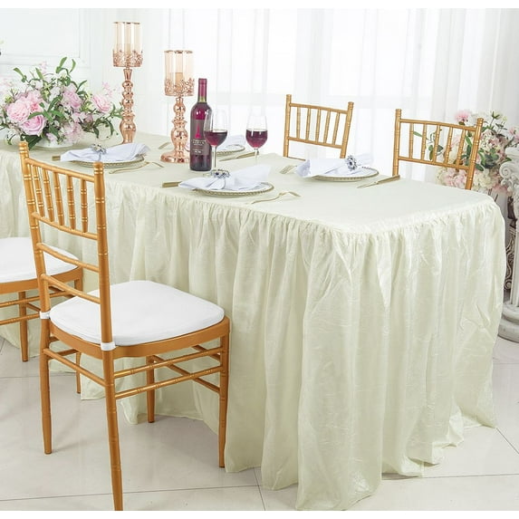 Wedding Linens Inc. 6' ft (30"x72") Rectangular Ruffled Fitted Crushed ...