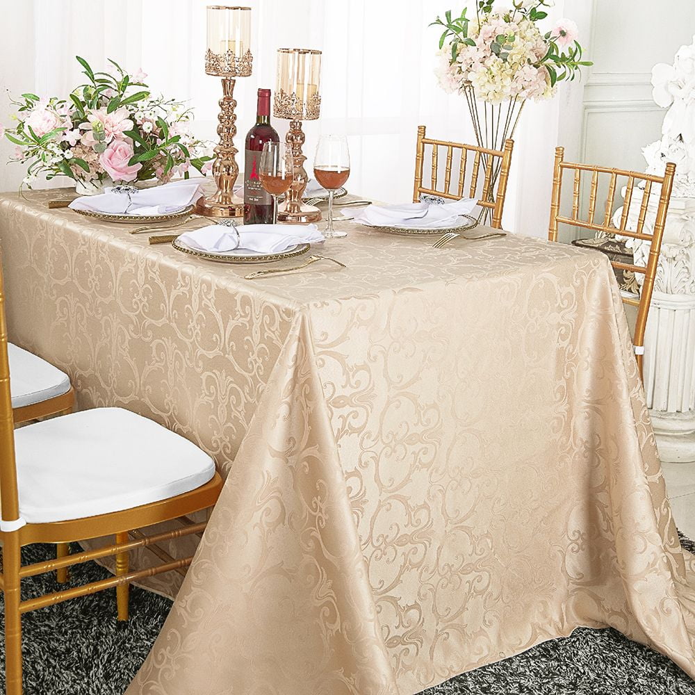 Wedding Linens Inc. 72"x 120" Versailles Chopin Rectangular Jacquard ...