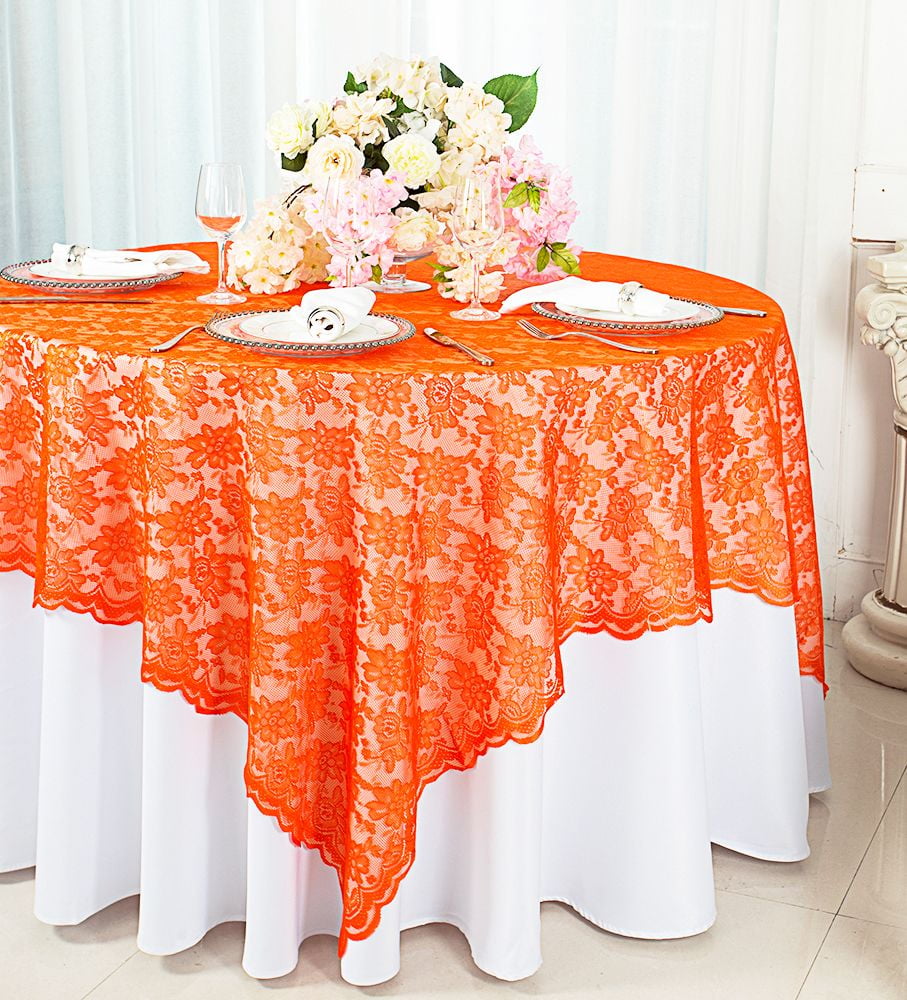 Wedding Linens Inc. 72 in x 72 in Lace Table Overlays, Lace Tablecloths ...