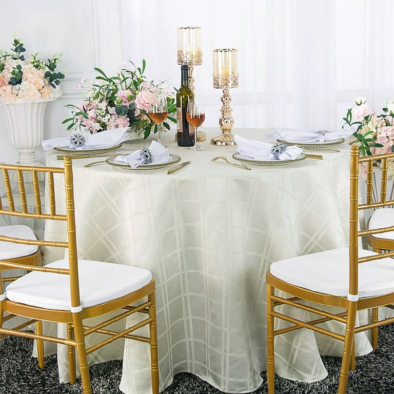 Ivory Polyester Linen Chart Polyester Tablecloth 132 Round Vanilla