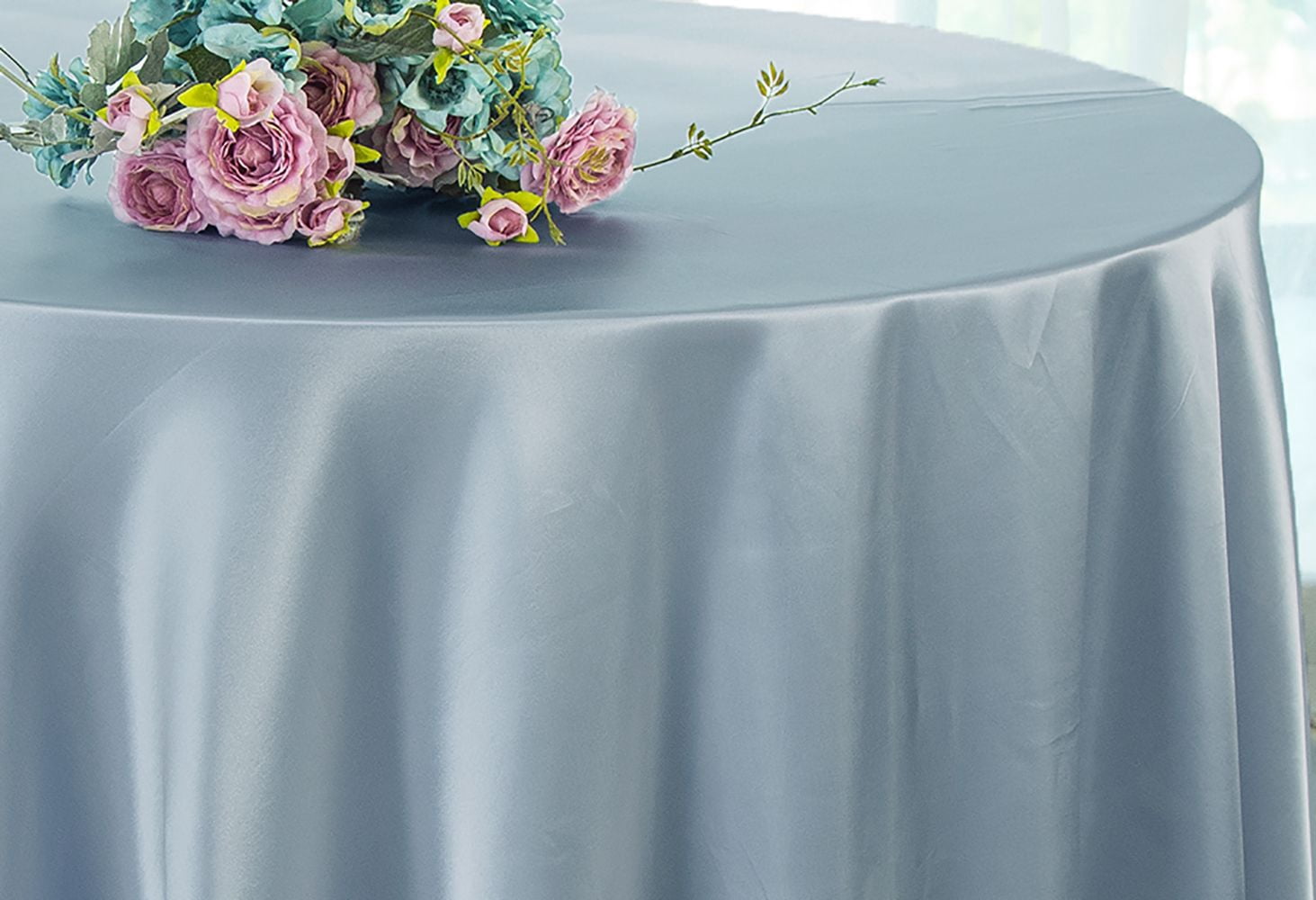 Wedding Linens Inc. 90'' Round Satin Table Cover Tablecloth - Dusty ...