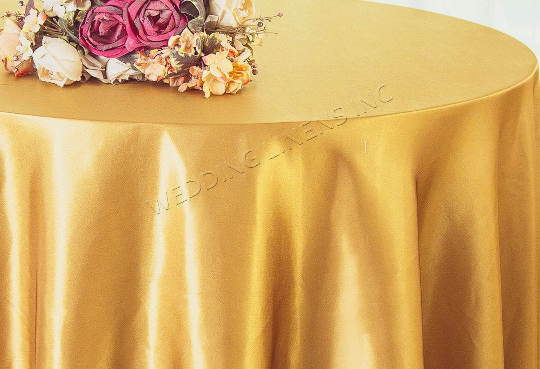 Wedding Linens Inc. 90'' Round Satin Table Cover Tablecloth - Gold ...