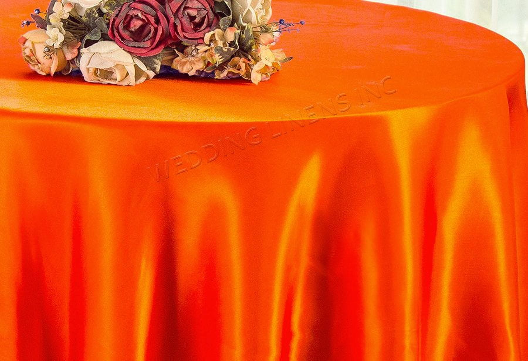 Wedding Linens Inc. 90'' Round Satin Table Cover Tablecloth - Orange ...