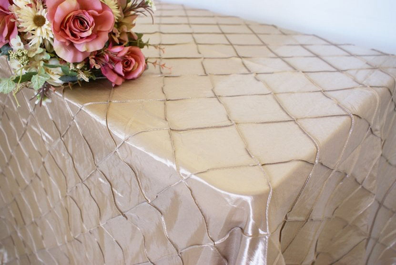 Wedding Linens Inc. 90"x156" Rectangular Pintuck Taffeta Linen Tableccloth for Party Wedding ...