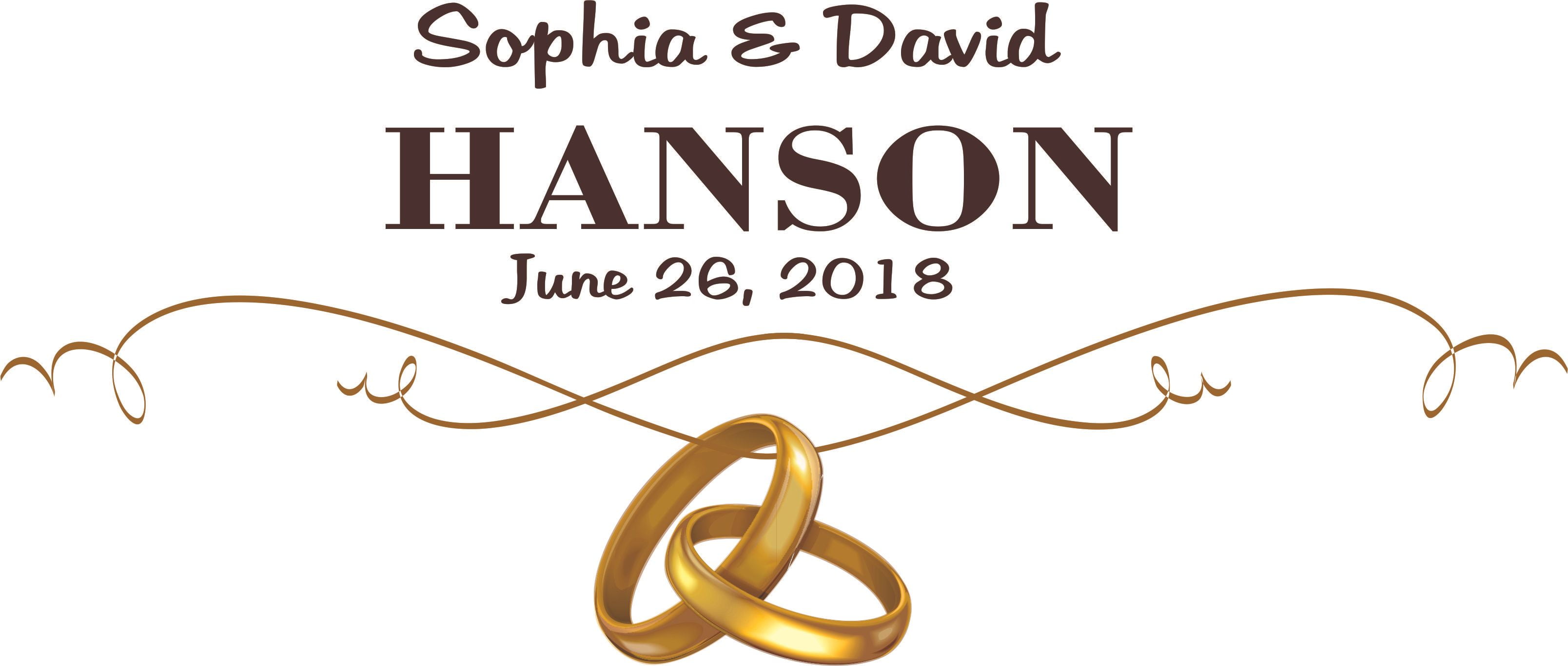 Wedding Marriage Bride Groom Name Customized Wall Decal - Custom Vinyl ...