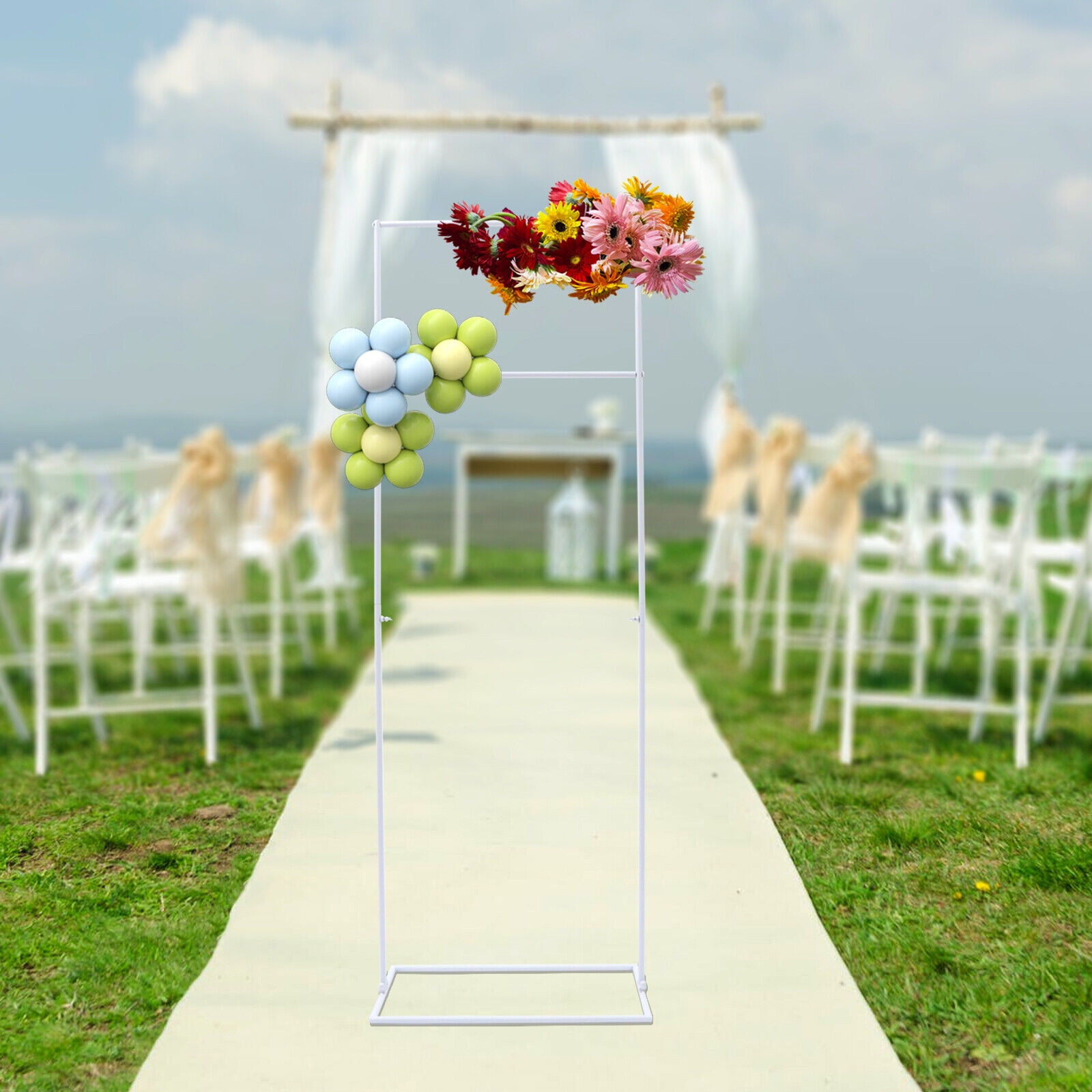 Wedding Metal Arch Square Party Backdrop Balloon Stand White Flower ...