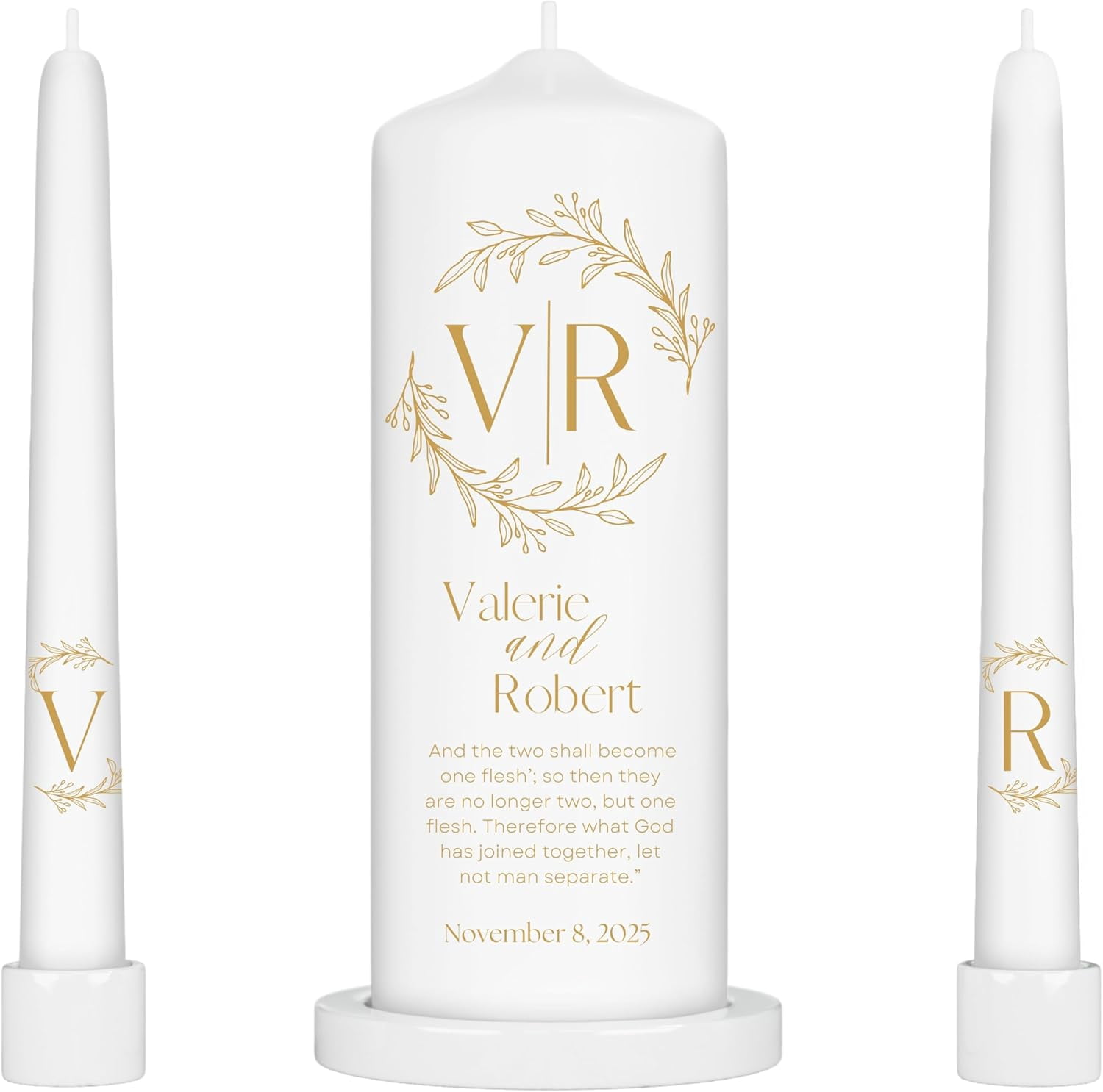 for Wedding, Modern Unity Set, and Personalized Pillar Taper Candles ...